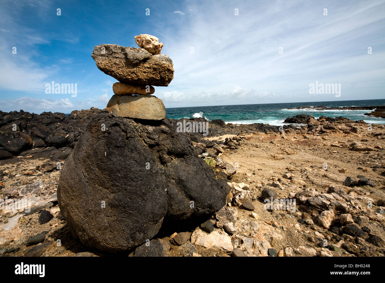 Wishing Rocks on the Island of Aruba Stock Photo - Alamy