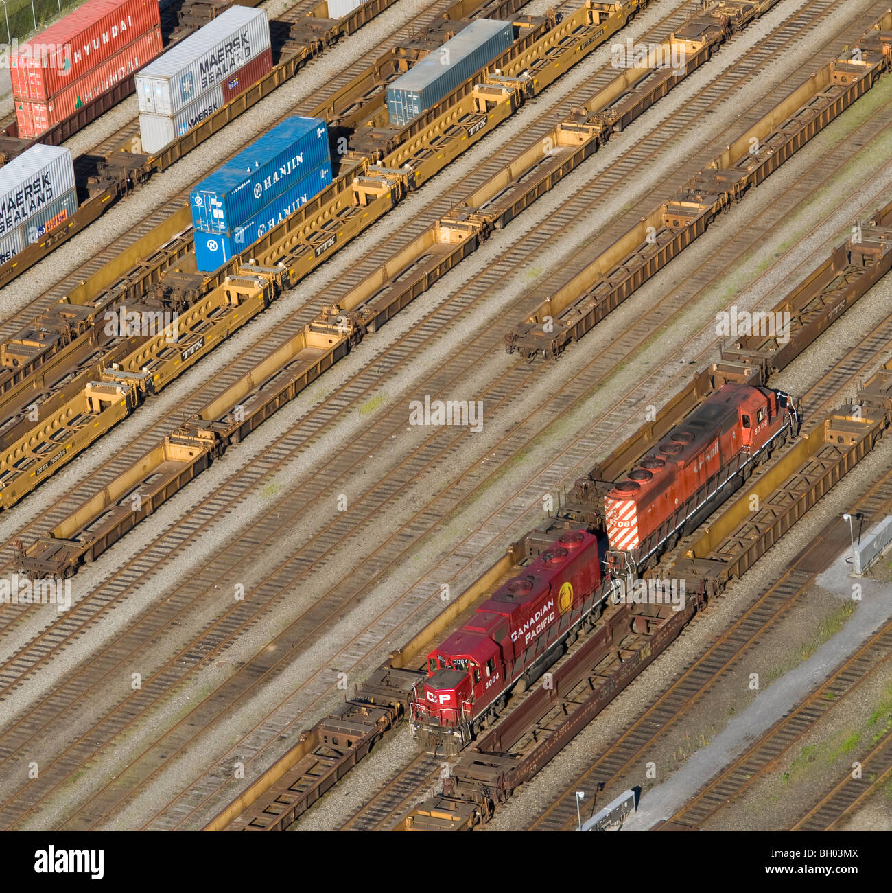 Aerial view of the train yard in Vancouver, Canada Stock Photo - Alamy