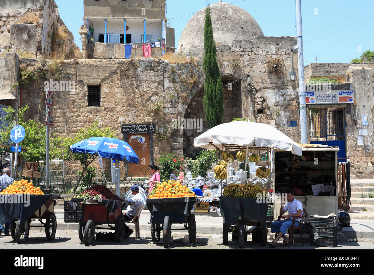 Fruit and vegetable vendors, Old City, Tripoli, Lebanon, Middle East ...