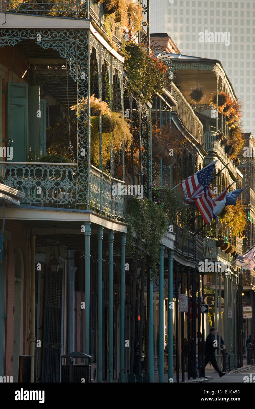 Wrought iron balconies of Royal Street, French Quarter, New Orleans ...