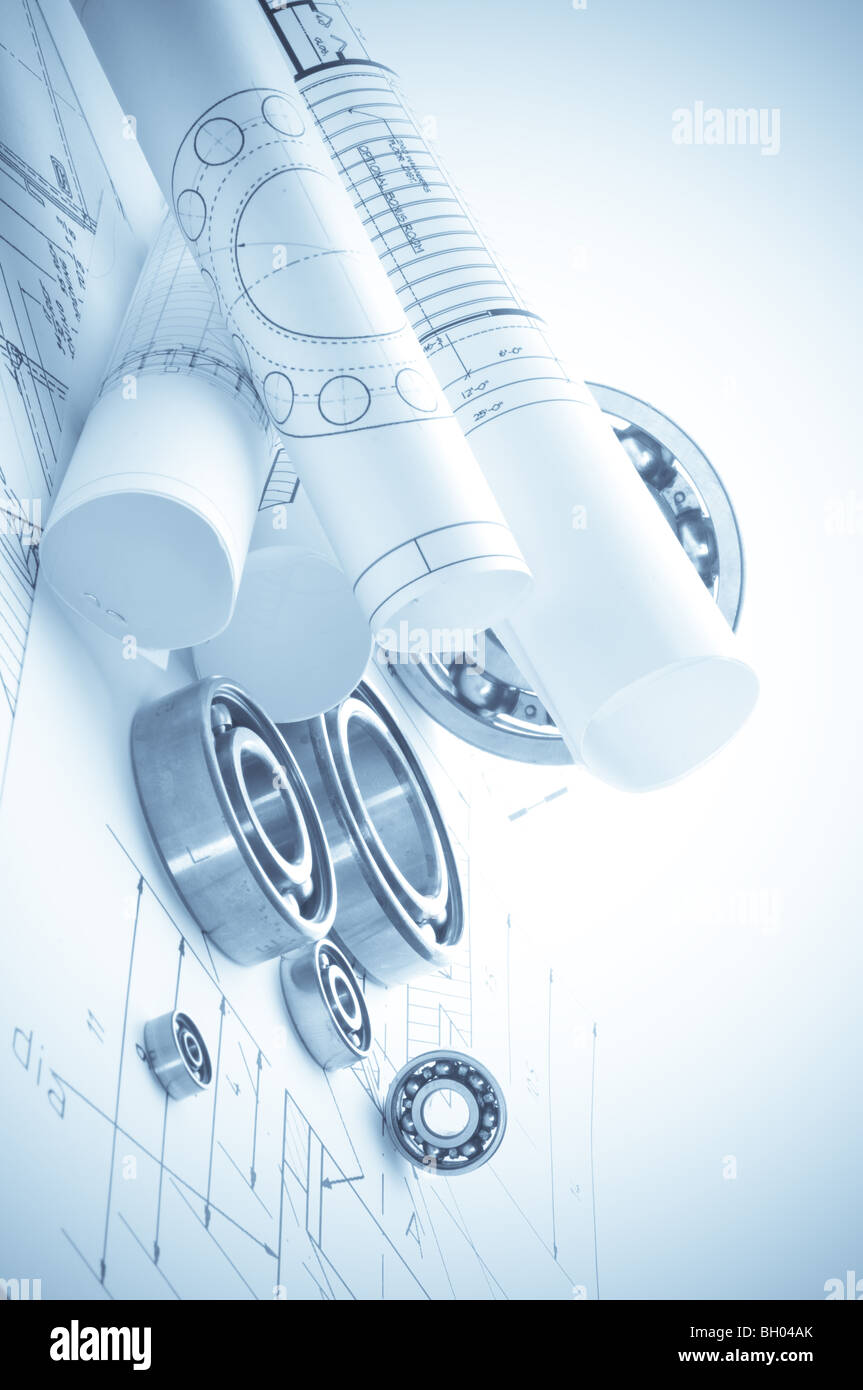 Building tools on a background of the drawing Stock Photo - Alamy