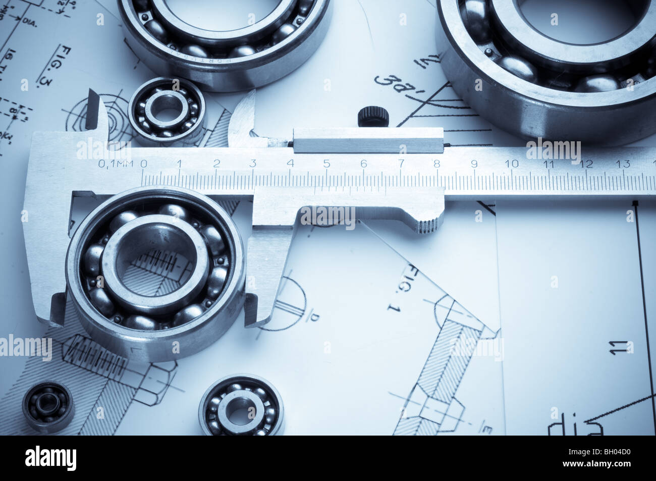 Building tools on a background of the drawing Stock Photo - Alamy