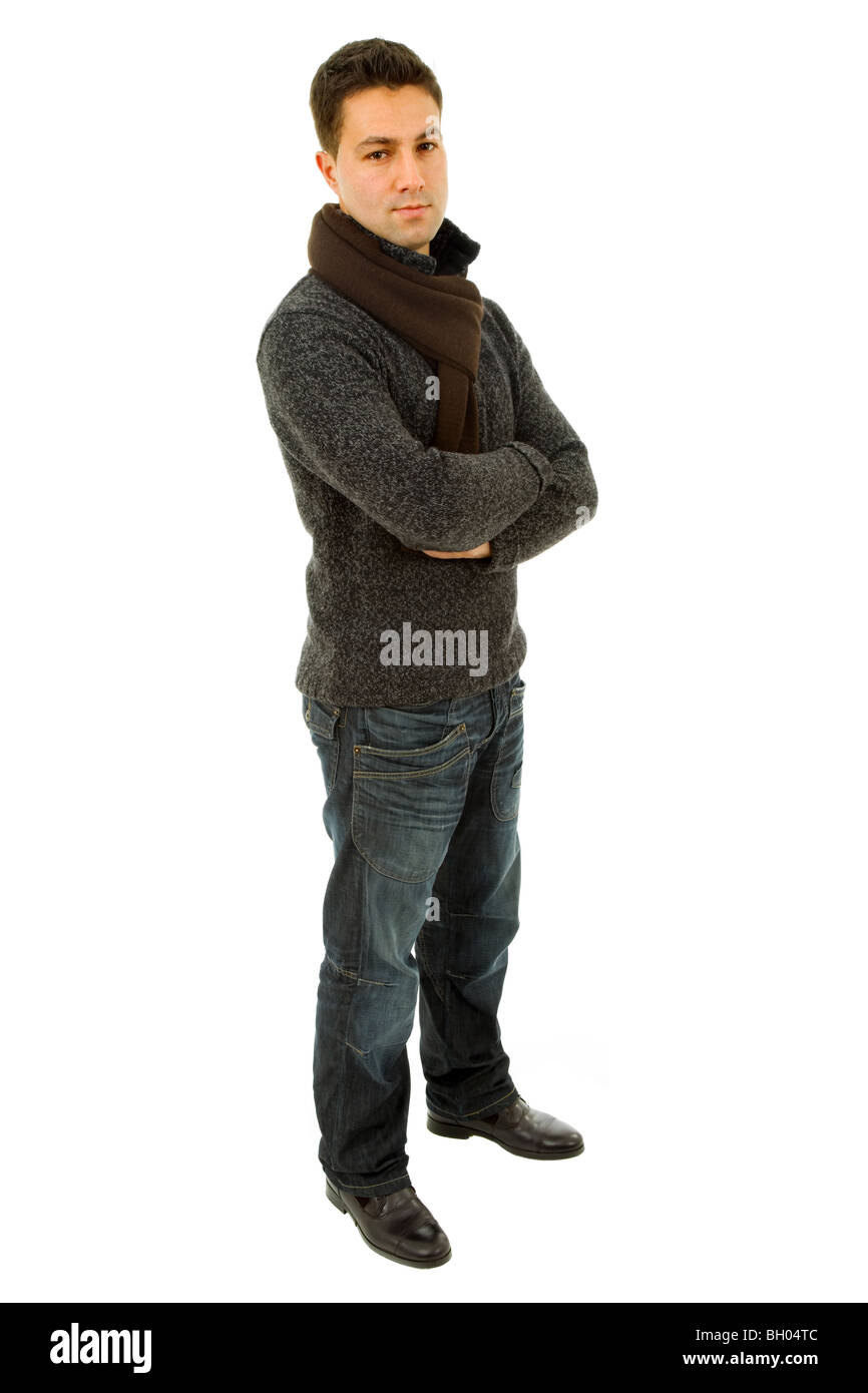 young casual man full body in a white background Stock Photo - Alamy