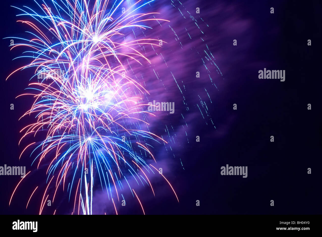Beautiful fireworks with copyspace left or right Stock Photo - Alamy