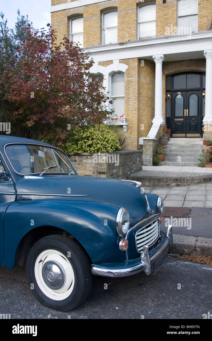 classic blue morris minor Stock Photo - Alamy