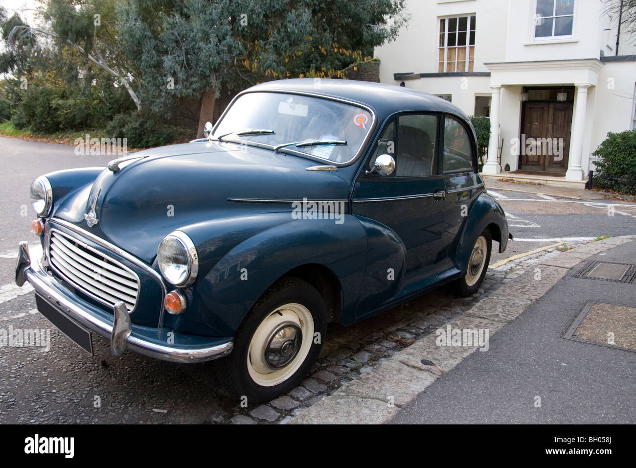 classic blue Morris Minor Stock Photo - Alamy