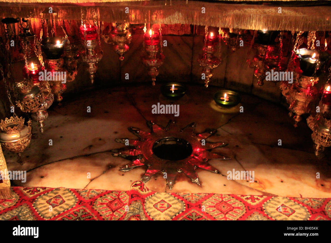 Bethlehem, Church of the Nativity, the Star of Bethlehem at the Grotto ...