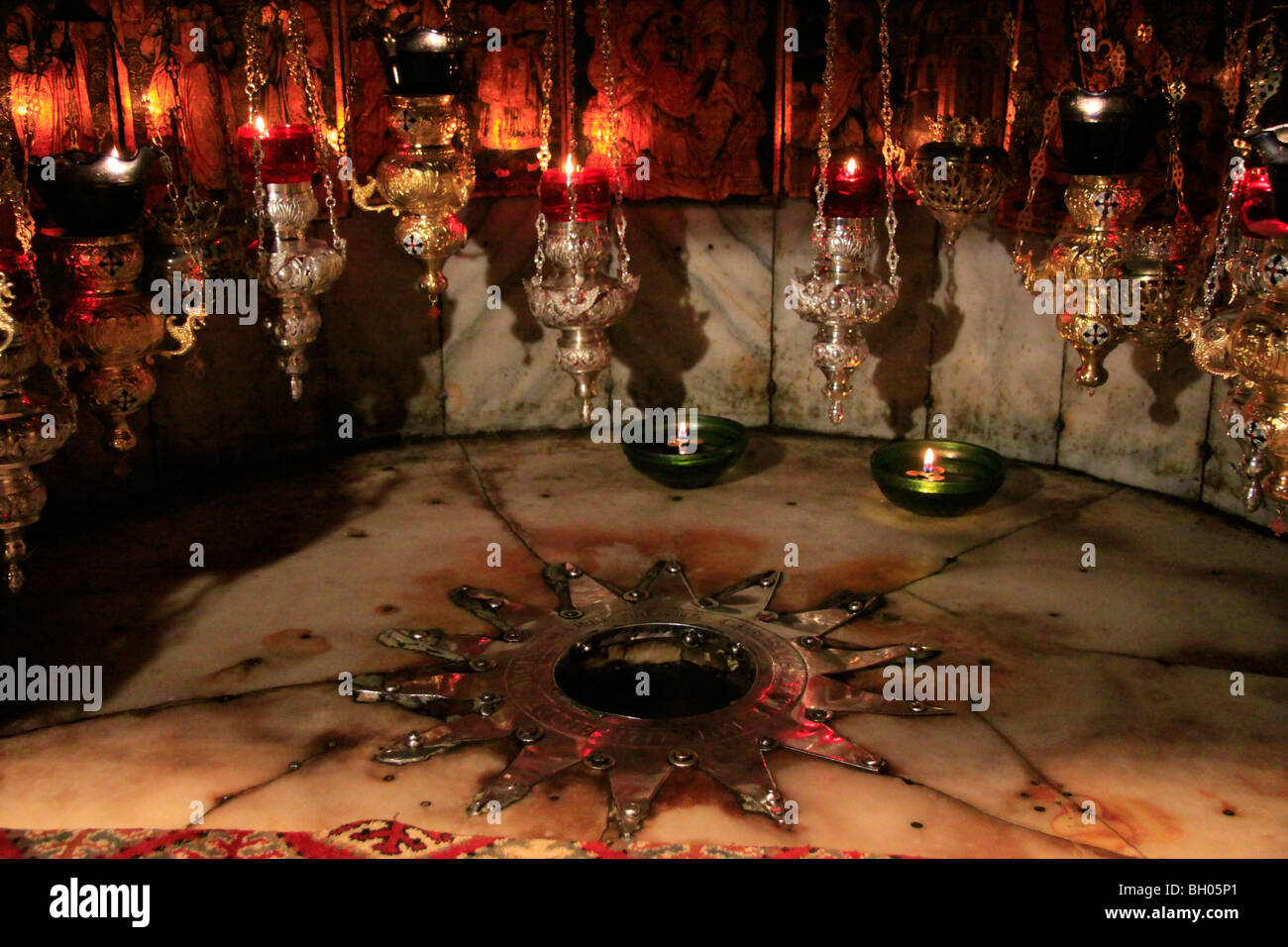 Bethlehem, Church of the Nativity, the Star of Bethlehem at the Grotto ...