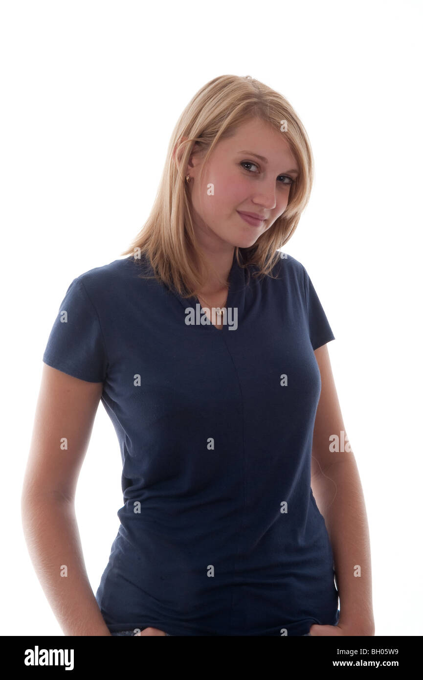 Pretty teen blonde girl smiling at camera Stock Photo - Alamy Pretty teen blonde girl smiling at camera Stock Photo - Alamy