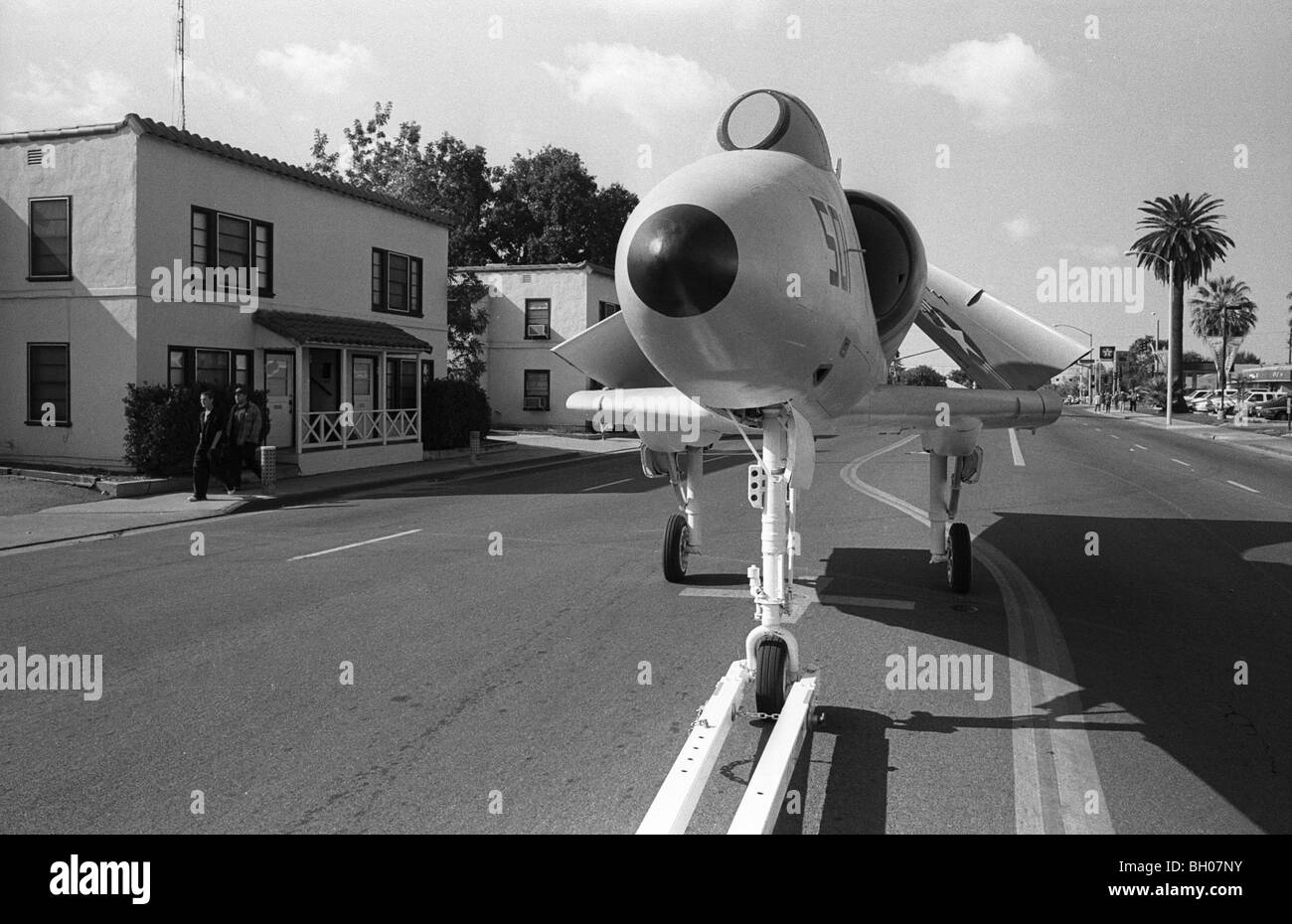 A jet from Lemoore Naval Air station is parked before the Veterans Day ...