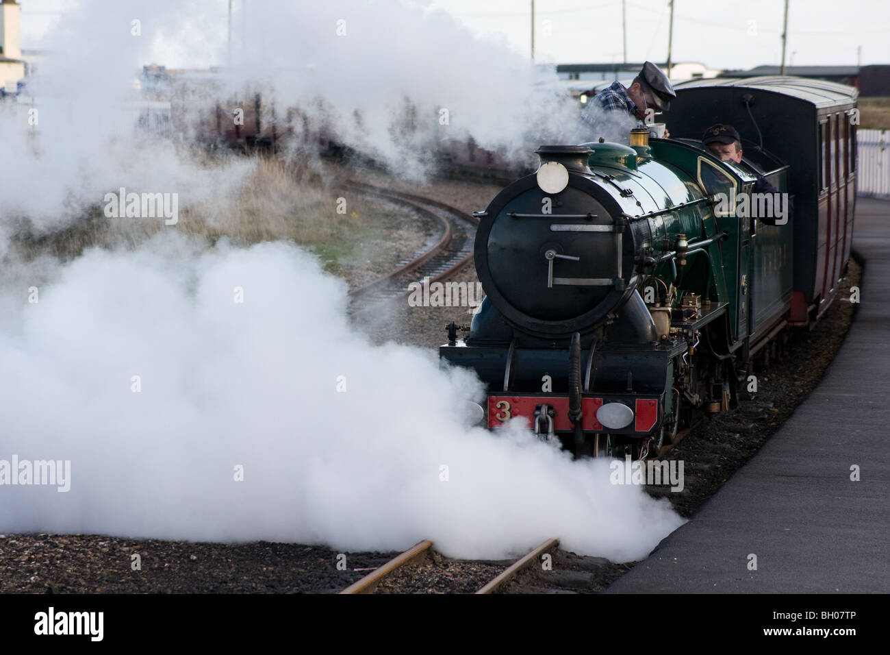 miniature steam railway train steam engine small Stock Photo - Alamy