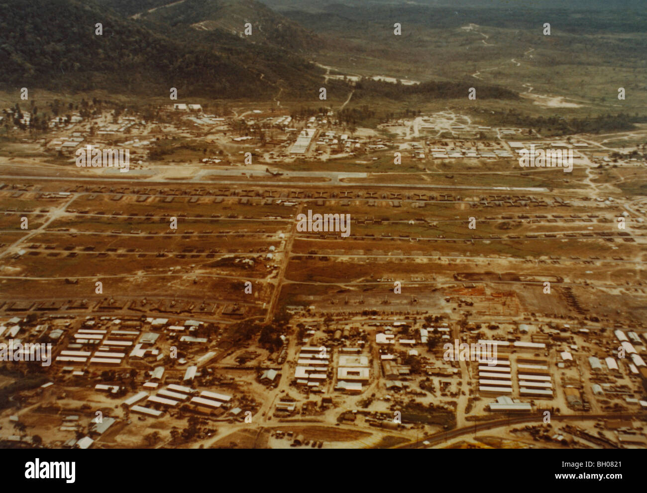 Aerial view of the heliport of the 1st Cavalry Division at An Khe ...