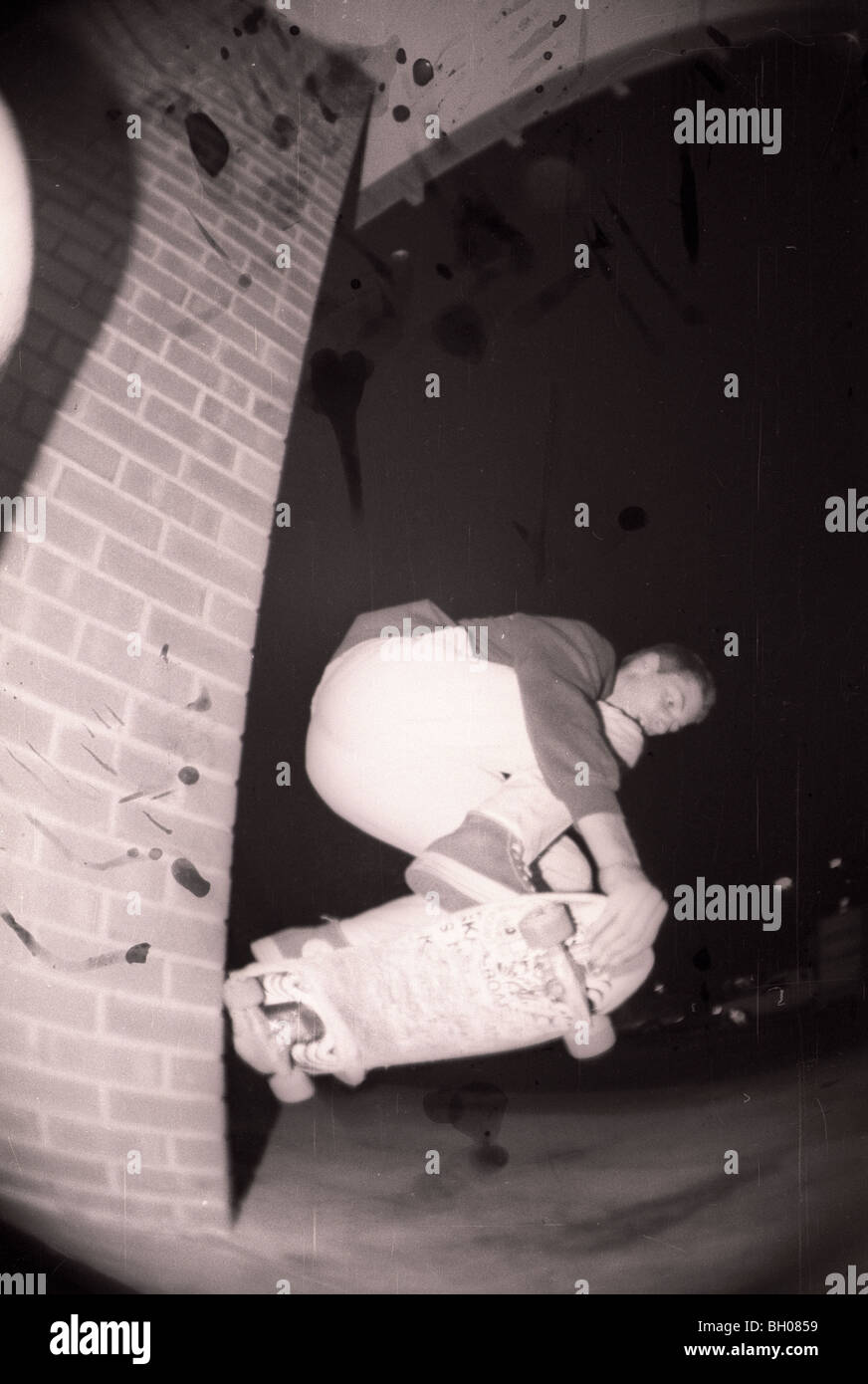 Skateboarder Tom Knox, later a pro for Santa Cruz Skateboards, rides a ...