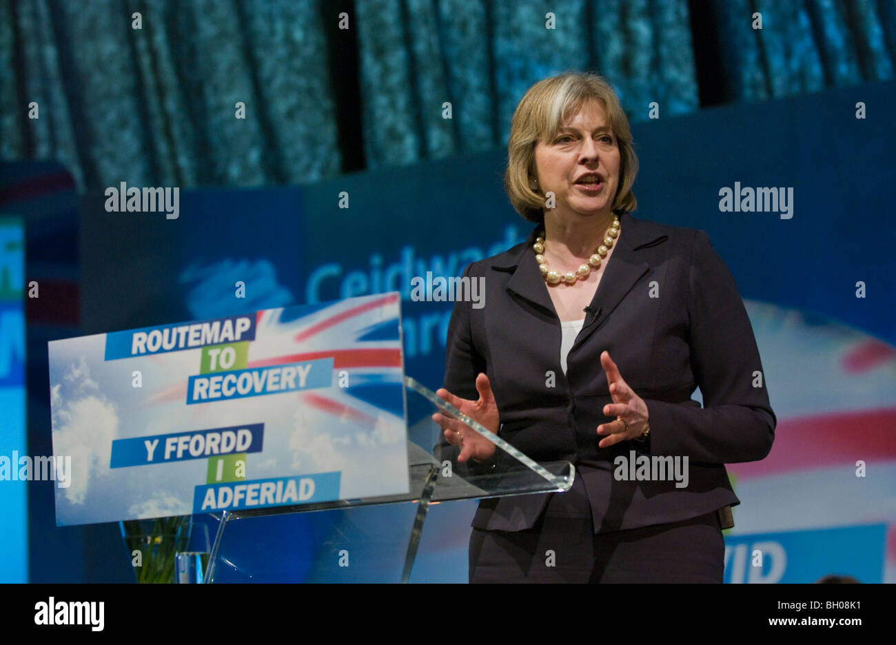 Theresa May MP for Maidenhead speaking at Welsh Conservative Party ...