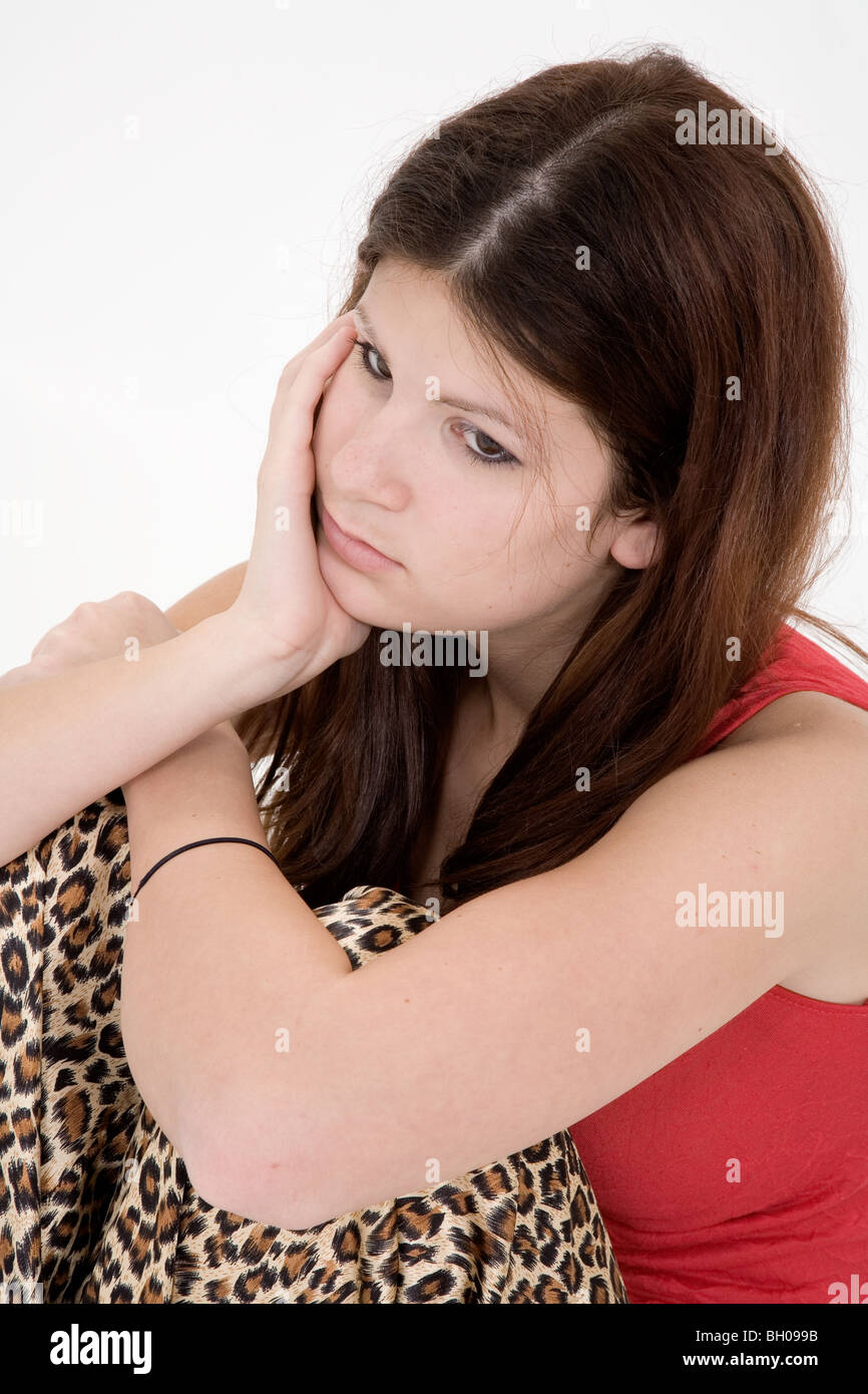 Portrait of a depressed teenage girl Stock Photo - Alamy