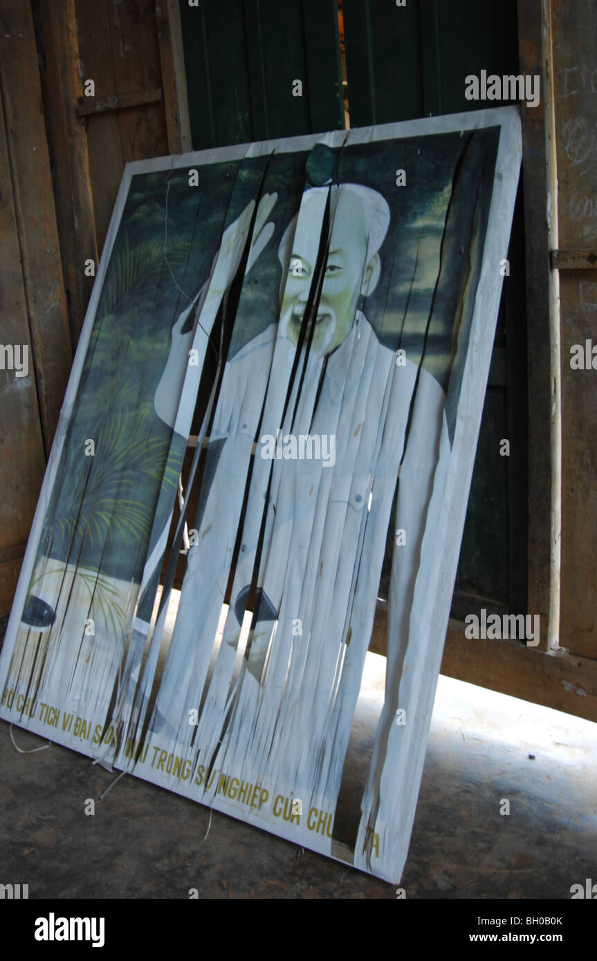 Uncle Ho (ho chi min) painting , old school building , sapa , vietnam ...