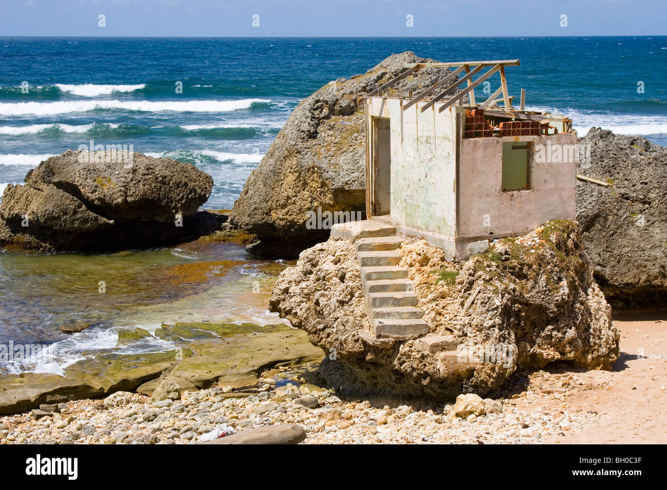 Beach scene at Bathsheba, Barbados Stock Photo - Alamy