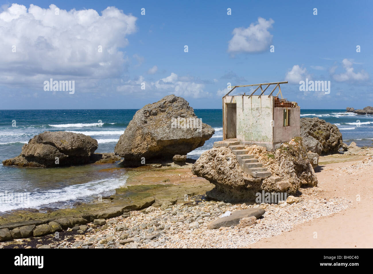 Beach scene at Bathsheba, Barbados Stock Photo - Alamy