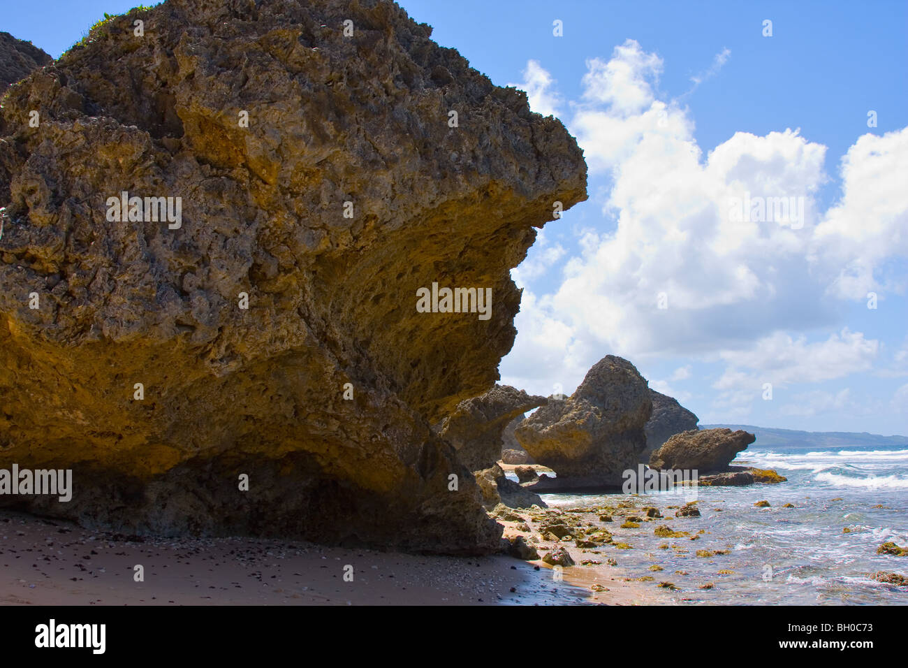 Beach scene at Bathsheba, Barbados Stock Photo - Alamy