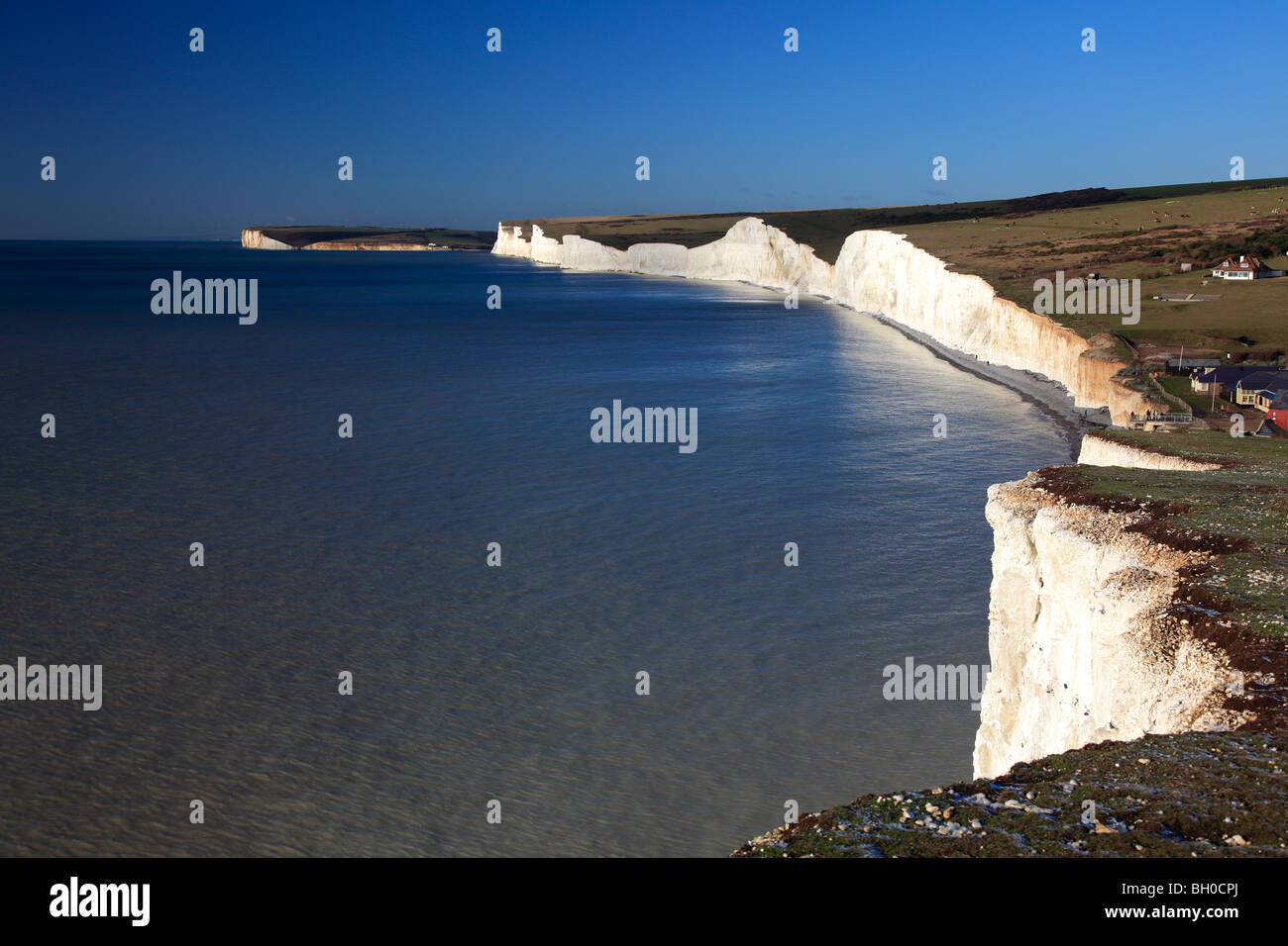 Seven 7 Sisters White Chalk Cliffs Sussex Coast English Channel England ...