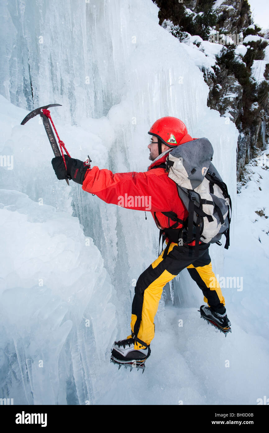Mike Withers ice climbing on Fisher place Ghyll in the Lake District ...