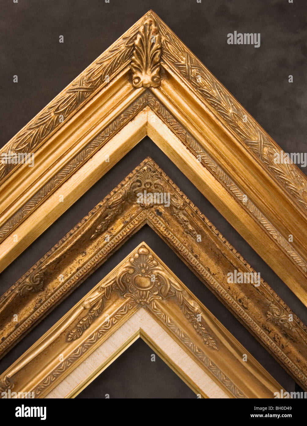 Stock photo of three ornate picture frame corners in detail for an ...
