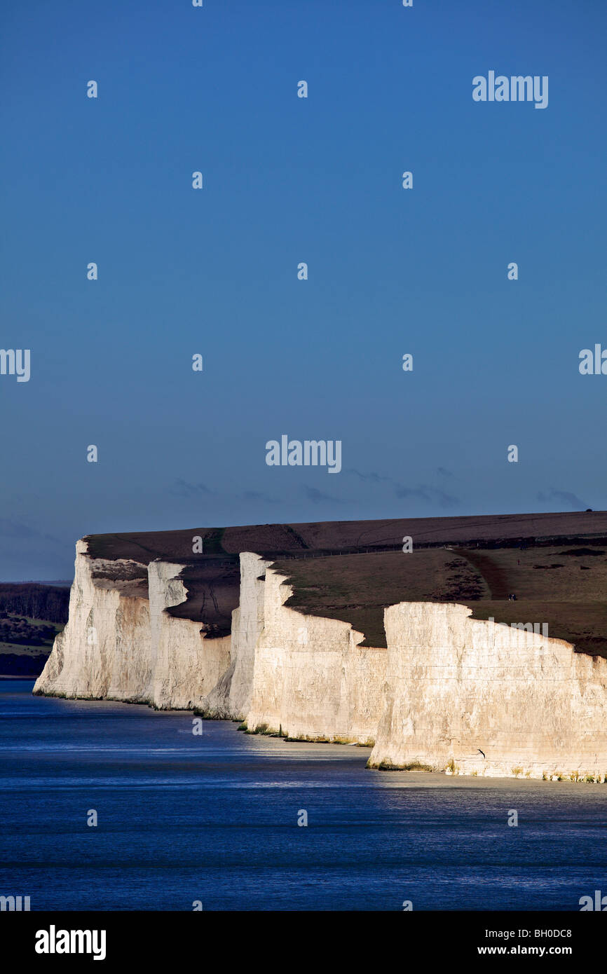 Seven 7 Sisters White Chalk Cliffs Sussex Coast English Channel England ...