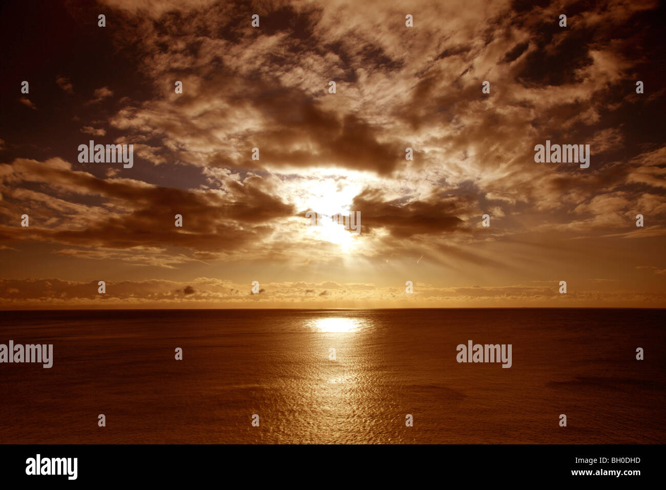 Sunset Altocumulus stratiformis Clouds over English Channel UK Stock ...