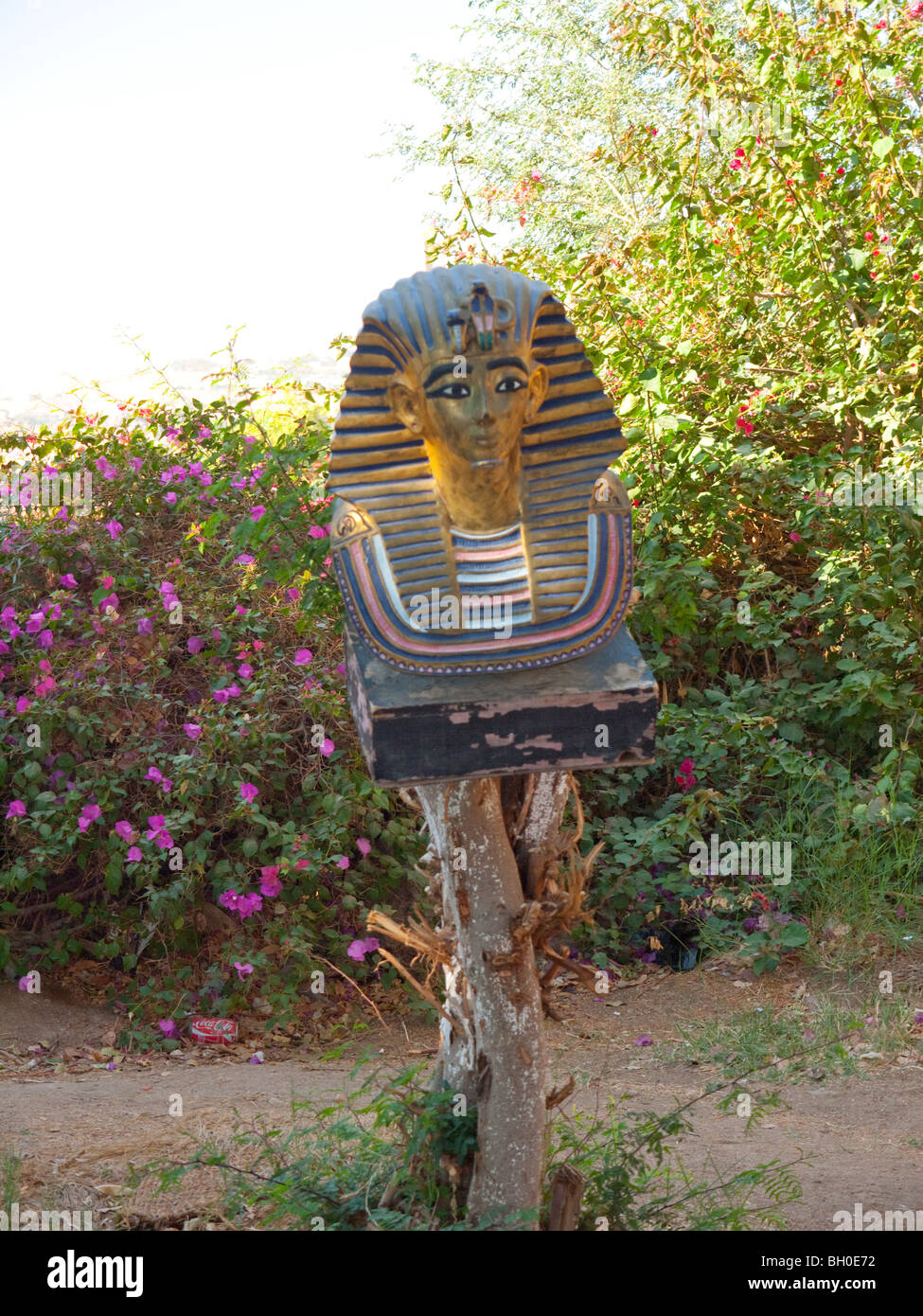 Replica of the mask of Tutankhamen near the Temple to Isis, Horus and ...