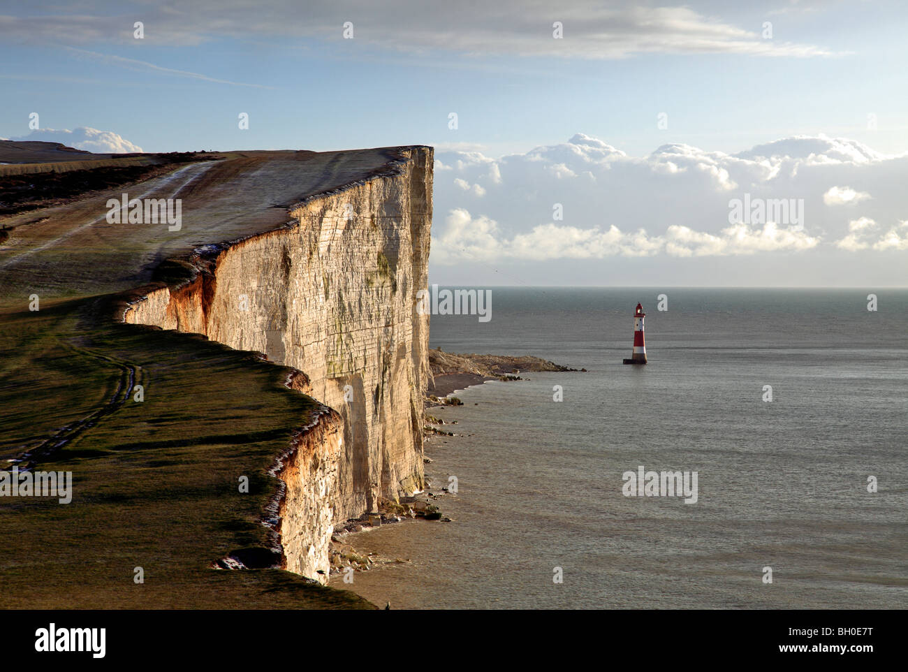 Beachy Head Lighthouse White Chalk Cliffs Sussex English Channel ...