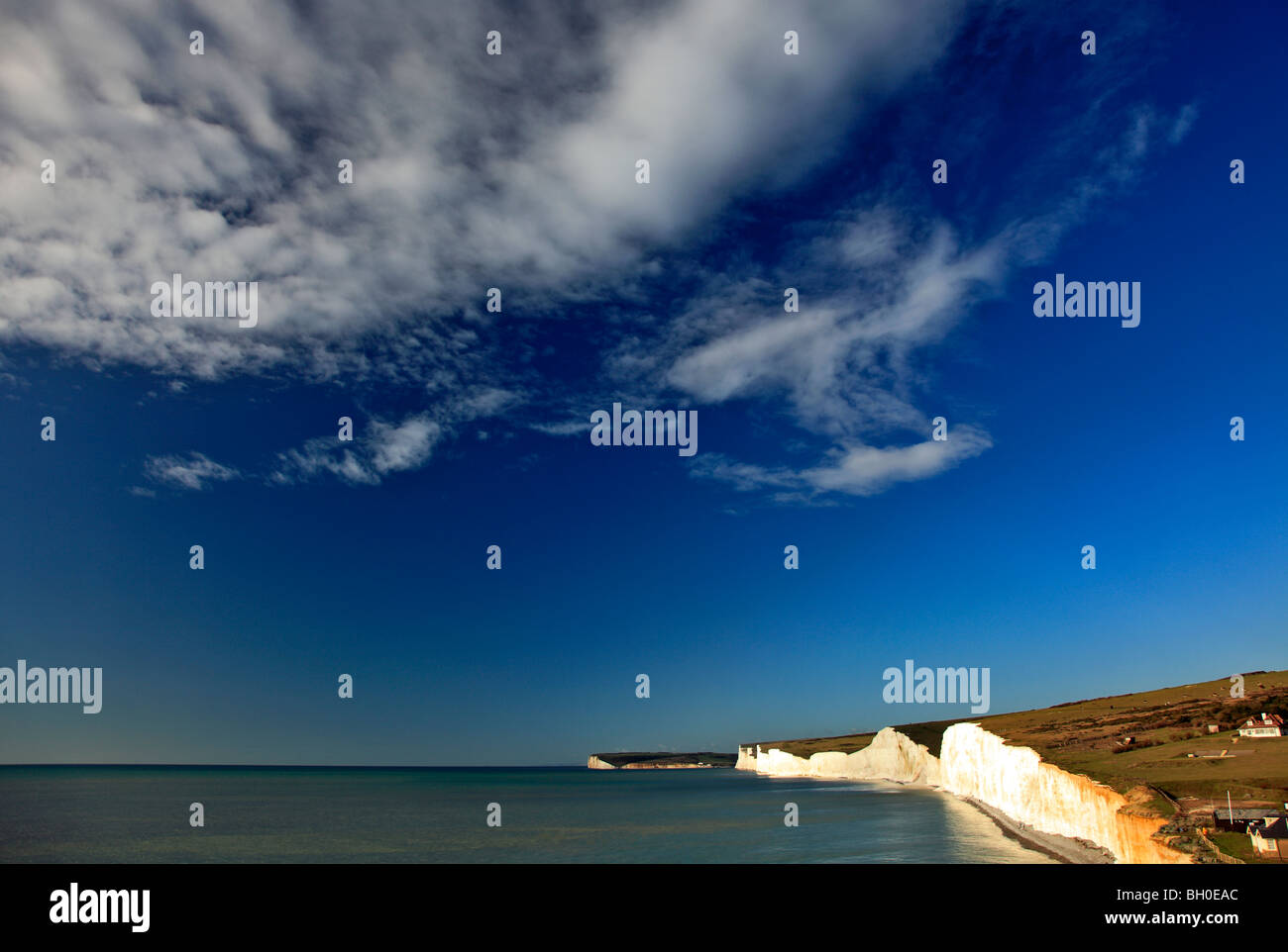 Seven 7 Sisters White Chalk Cliffs Sussex Coast English Channel England ...
