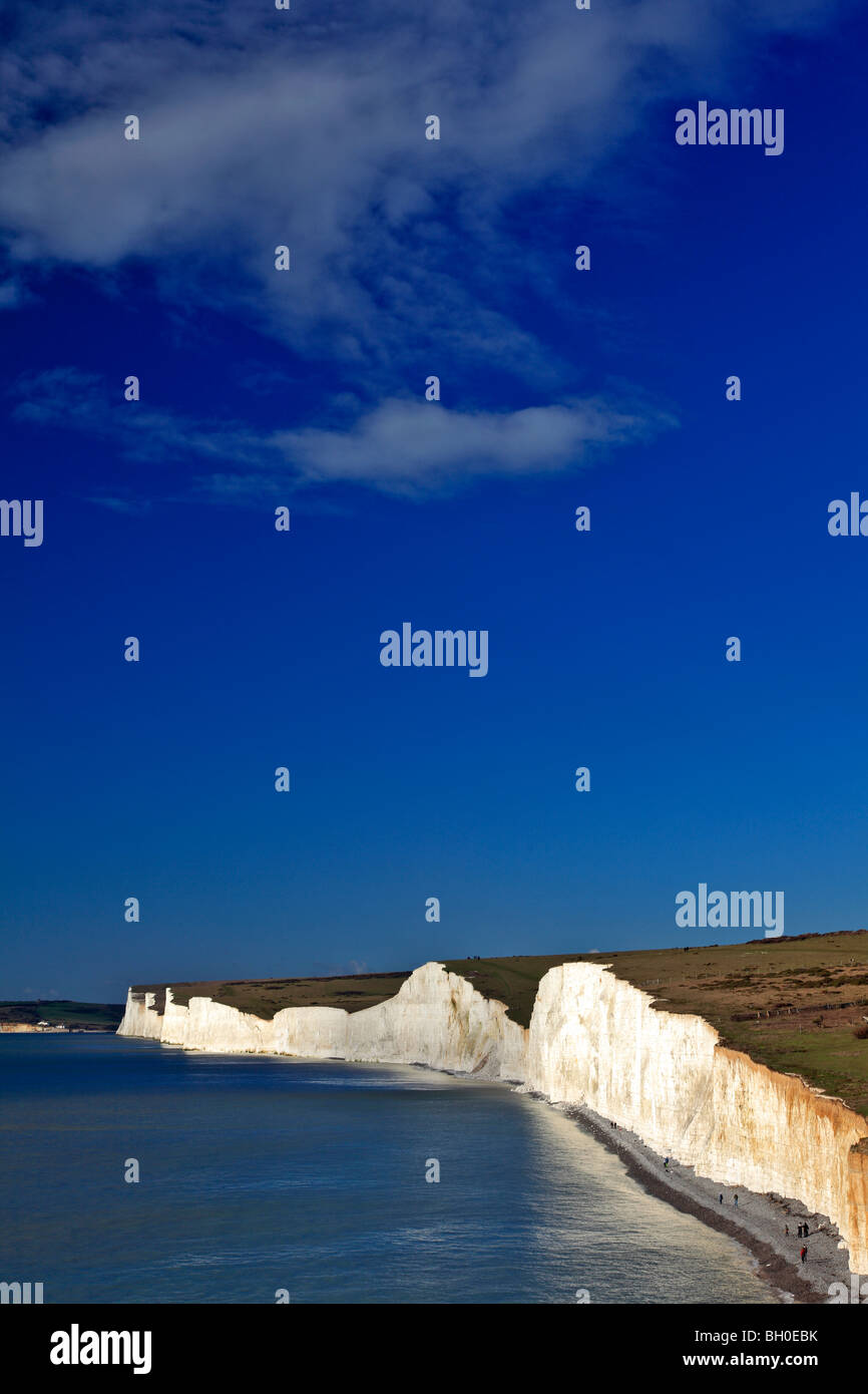 Seven 7 Sisters White Chalk Cliffs Sussex Coast English Channel England ...
