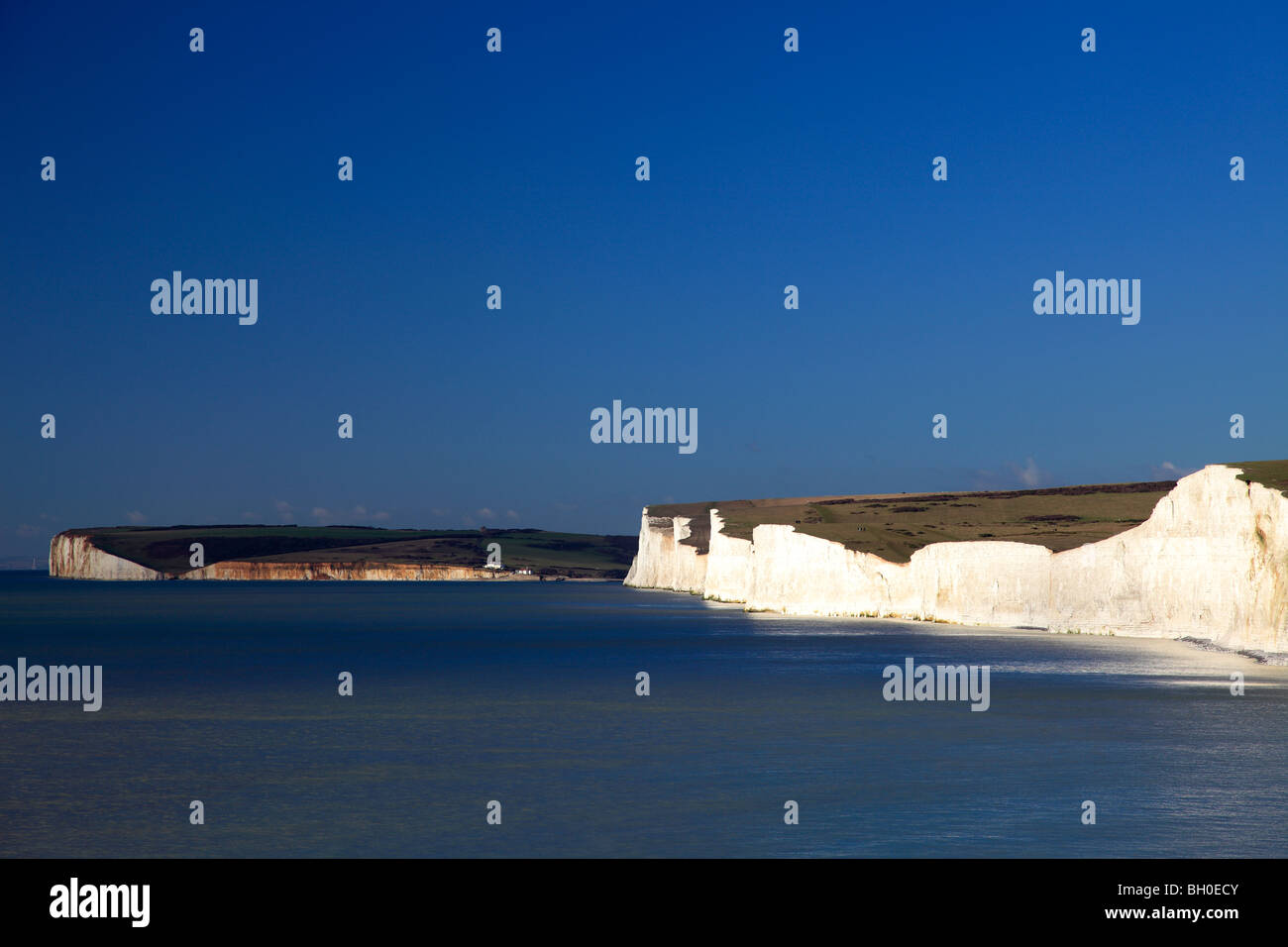 Seven 7 Sisters White Chalk Cliffs Sussex Coast English Channel England ...