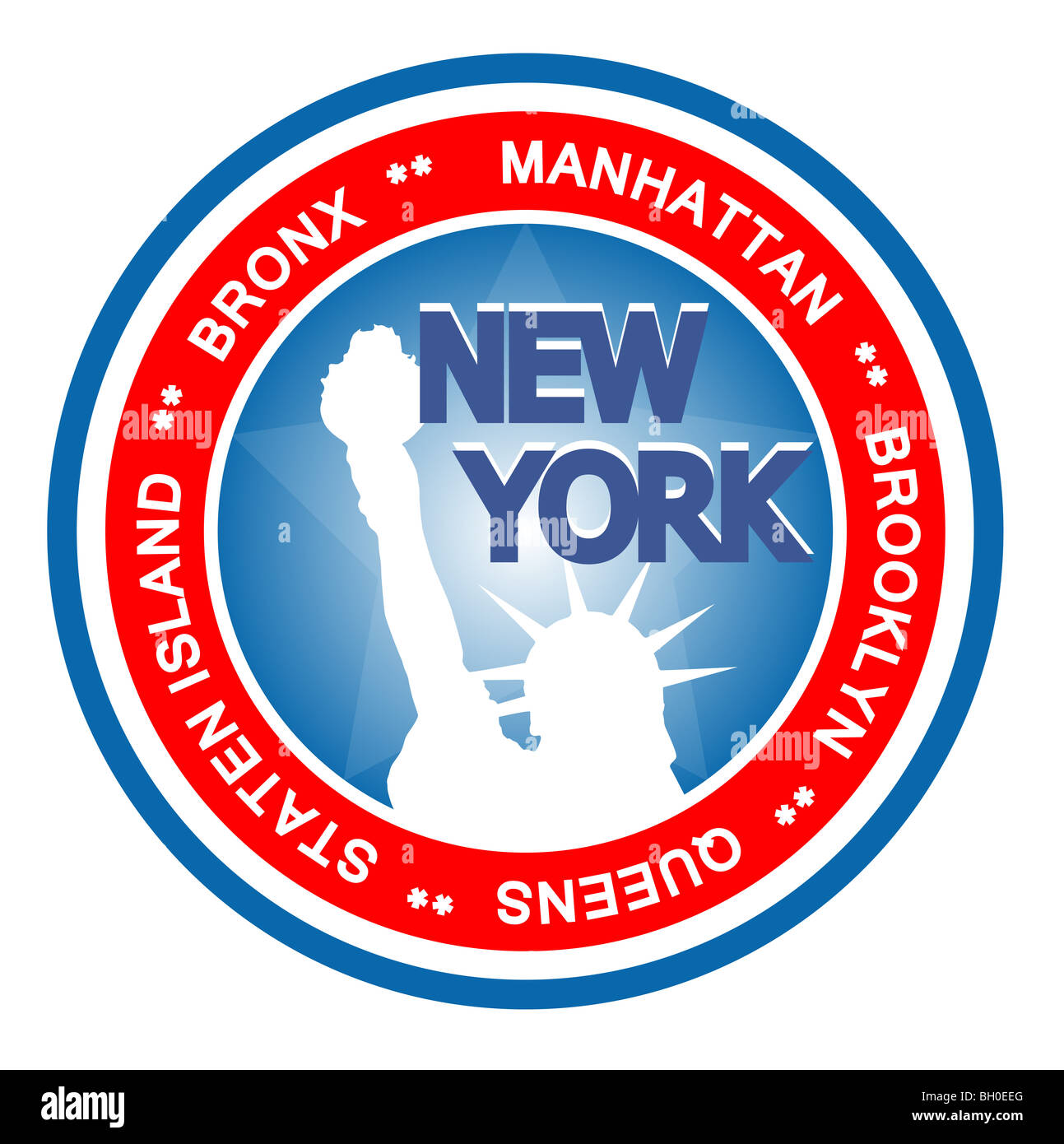 An illustrated badge symbolizing the city of New York Stock Photo - Alamy