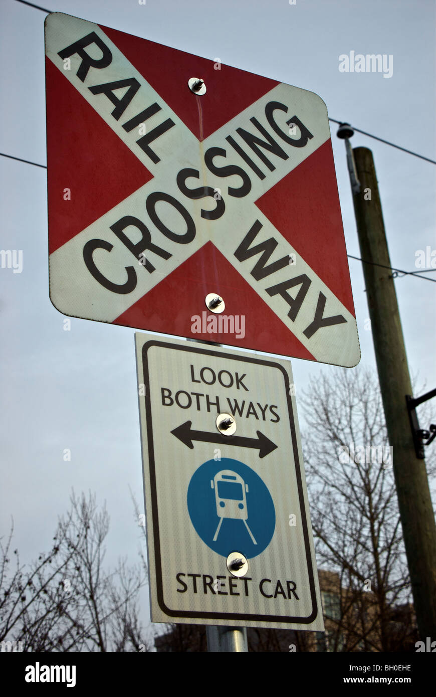 Pedestrian railway crossing sign for Bombardier electric streetcar ...