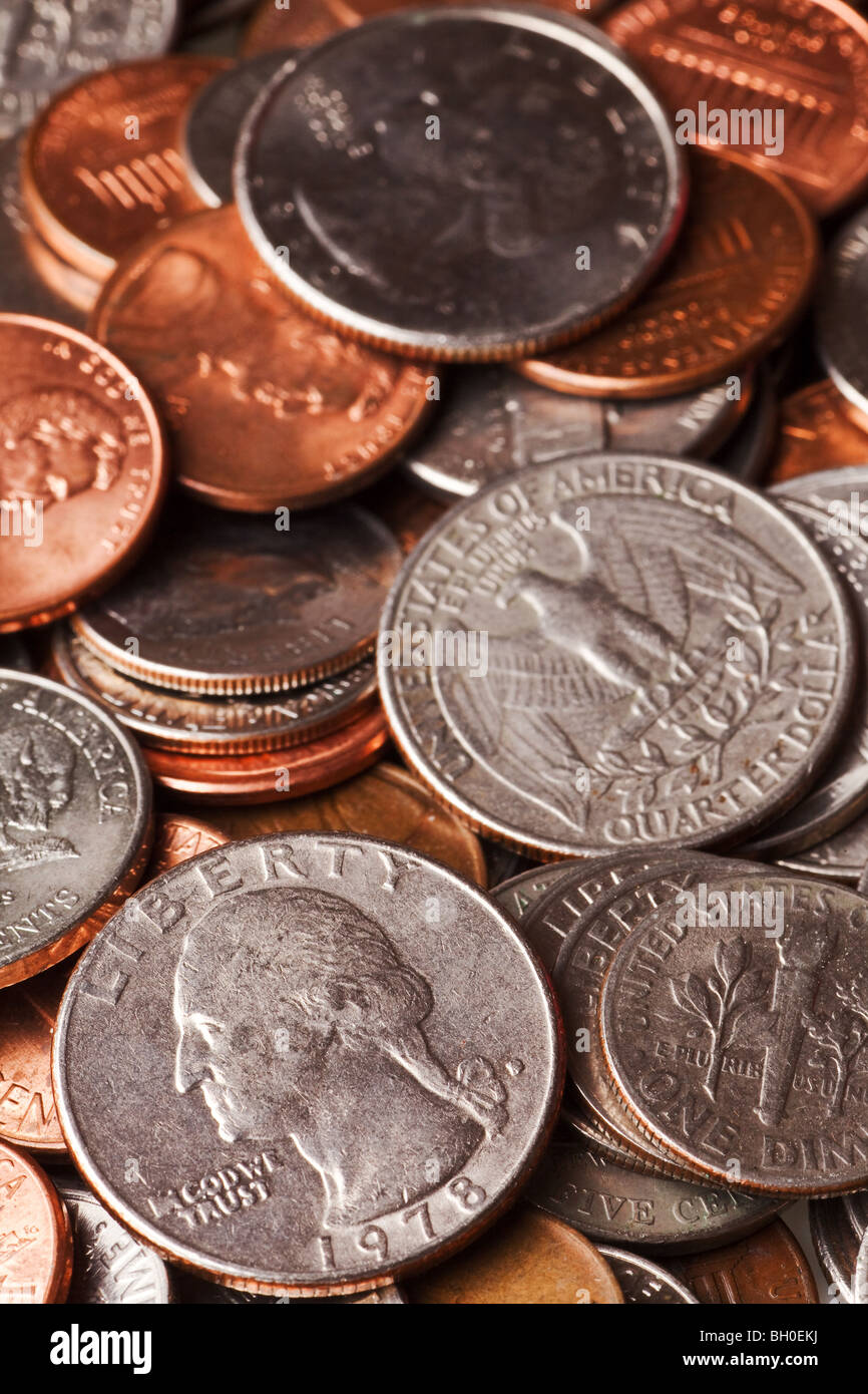 pennies, nickles, dimes, and quarters macro background Stock Photo - Alamy