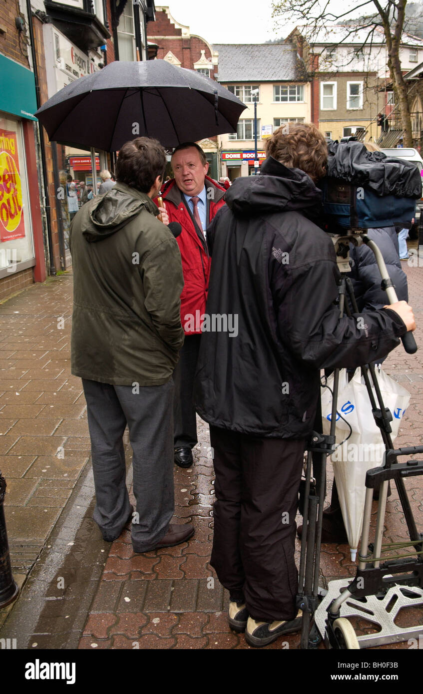 Peter Law (Independent) pictured giving interview to TV journalist on ...
