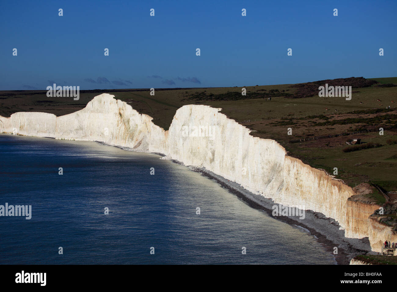 Seven 7 Sisters White Chalk Cliffs Sussex Coast English Channel England ...