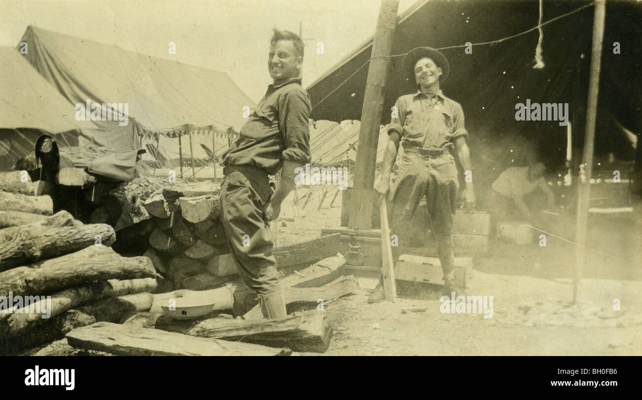 Soldiers goofing near the wood pile. United States Cavalrymen along the ...