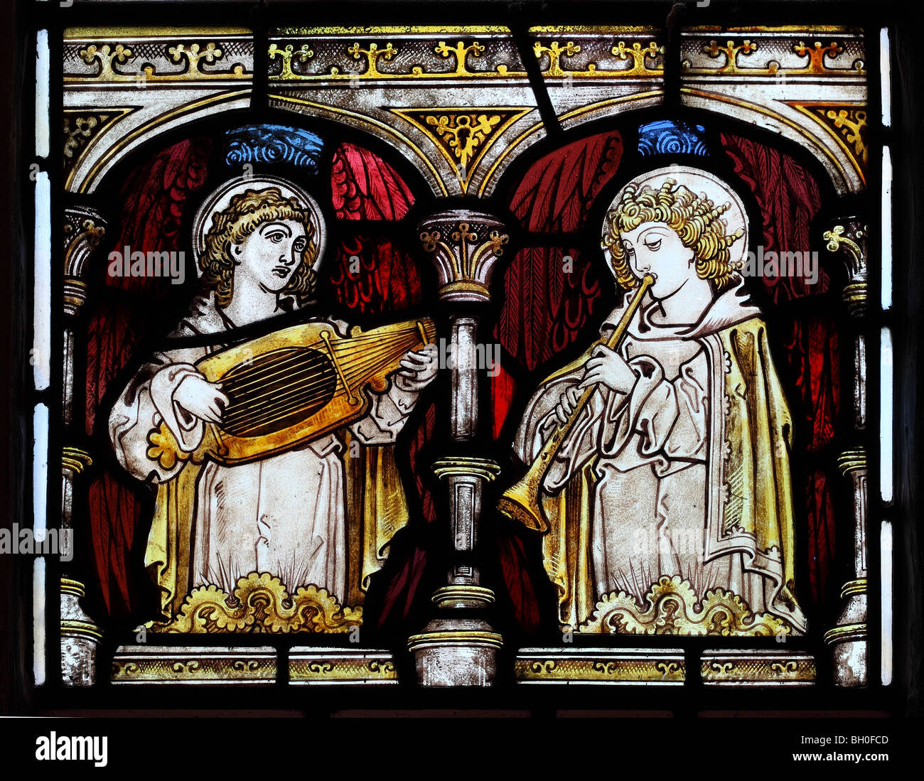 stained glass music musician harp heritage Prestbury church st Pitter’s ...