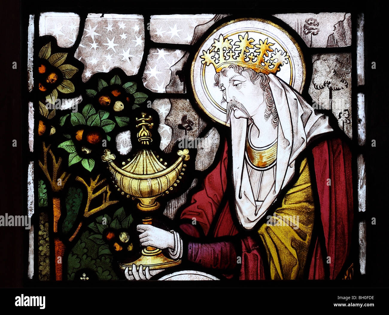 Stained glass music musician harp hi-res stock photography and images ...