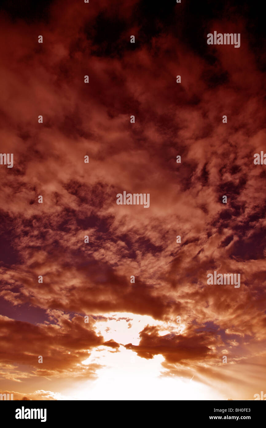 Sunset Altocumulus stratiformis Clouds over English Channel UK Stock ...