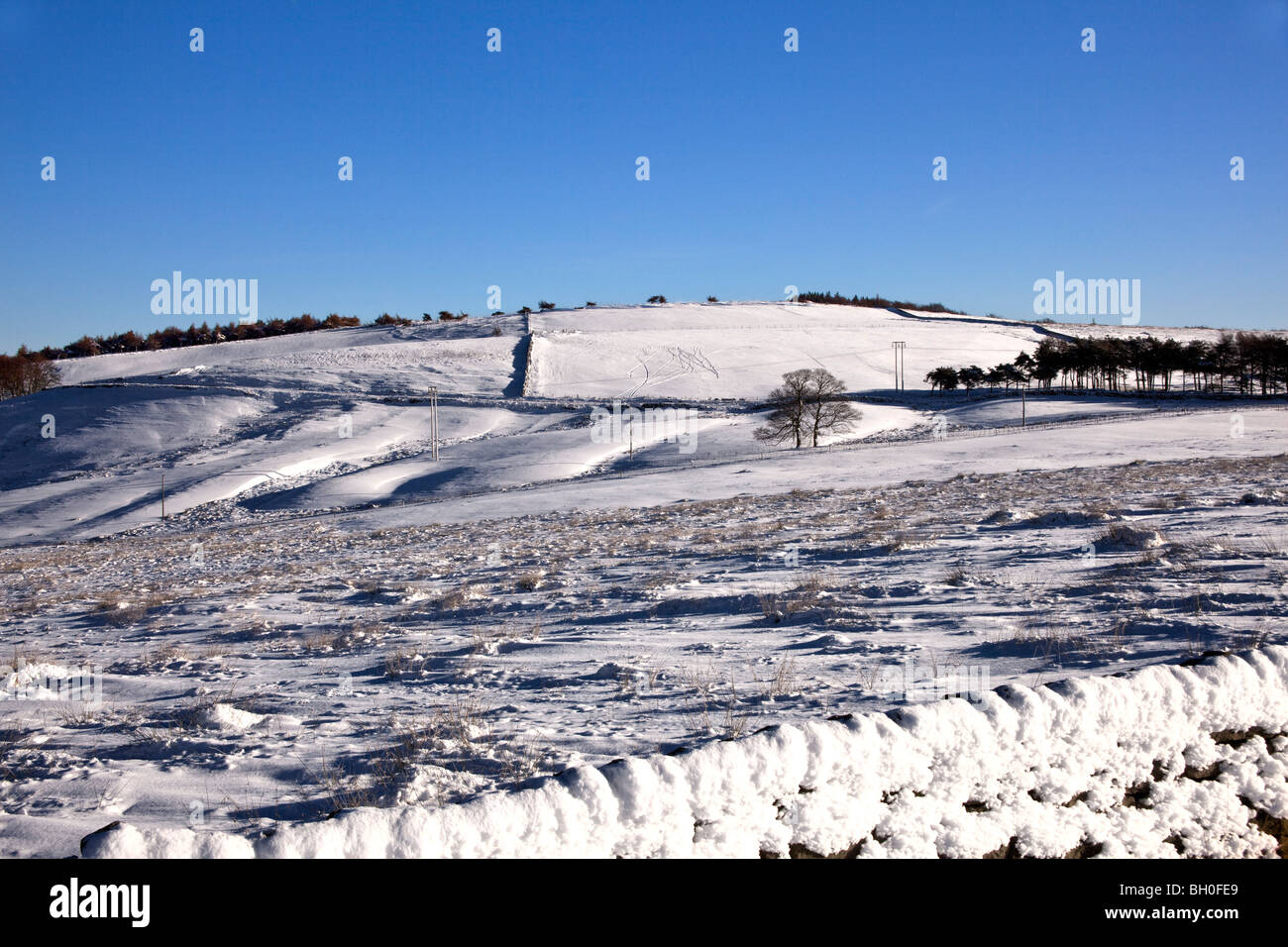 A winter landscape study Strines Sheffield South Yorkshire England UK ...