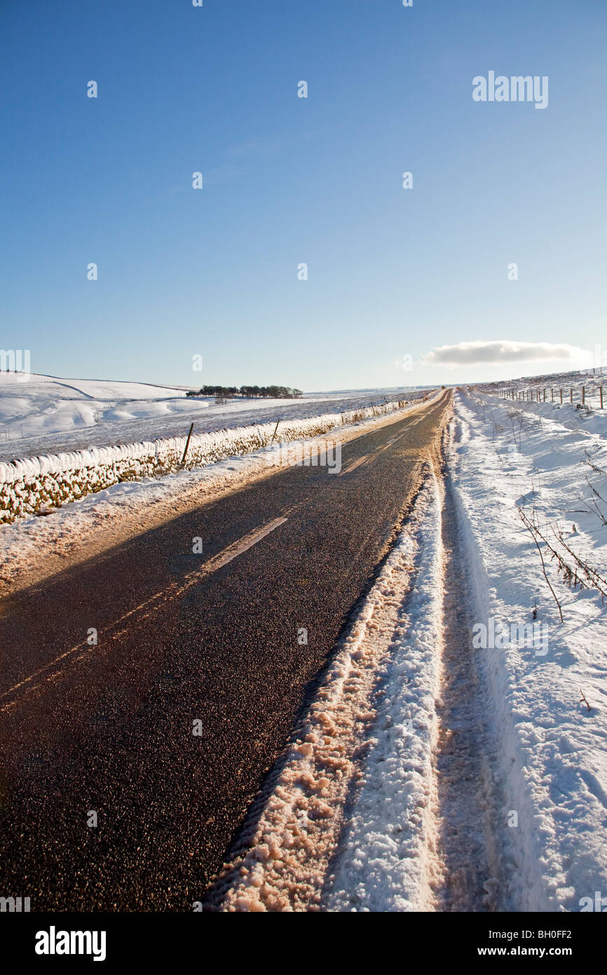 A road in winter Strines Sheffield South Yorkshire England UK Stock ...