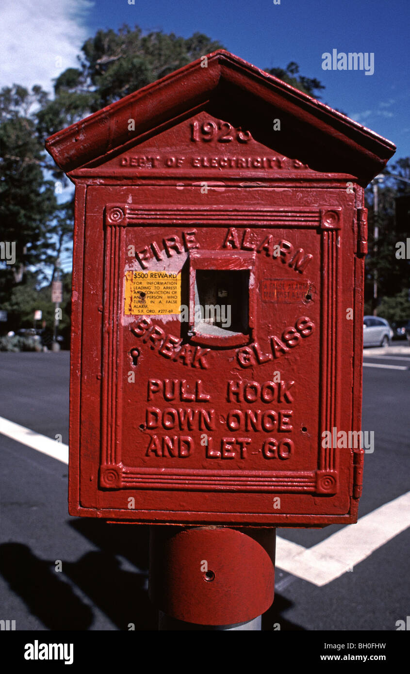 red fire alarm box, San Francisco, California, USA Stock Photo - Alamy