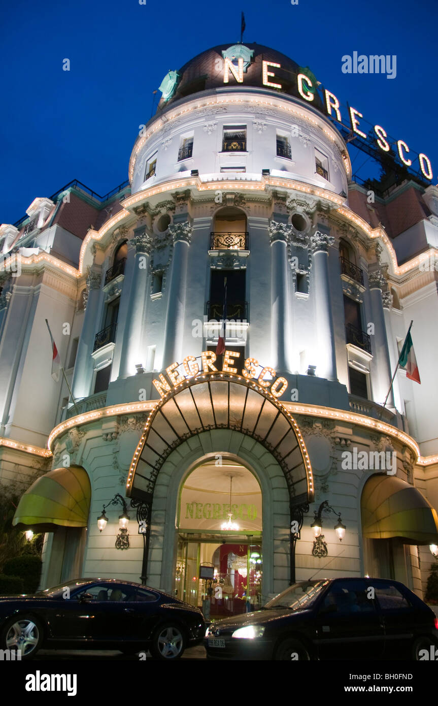 Nice, France, Luxury Hotel, Hotel Negresco, Front at Night, exterior ...