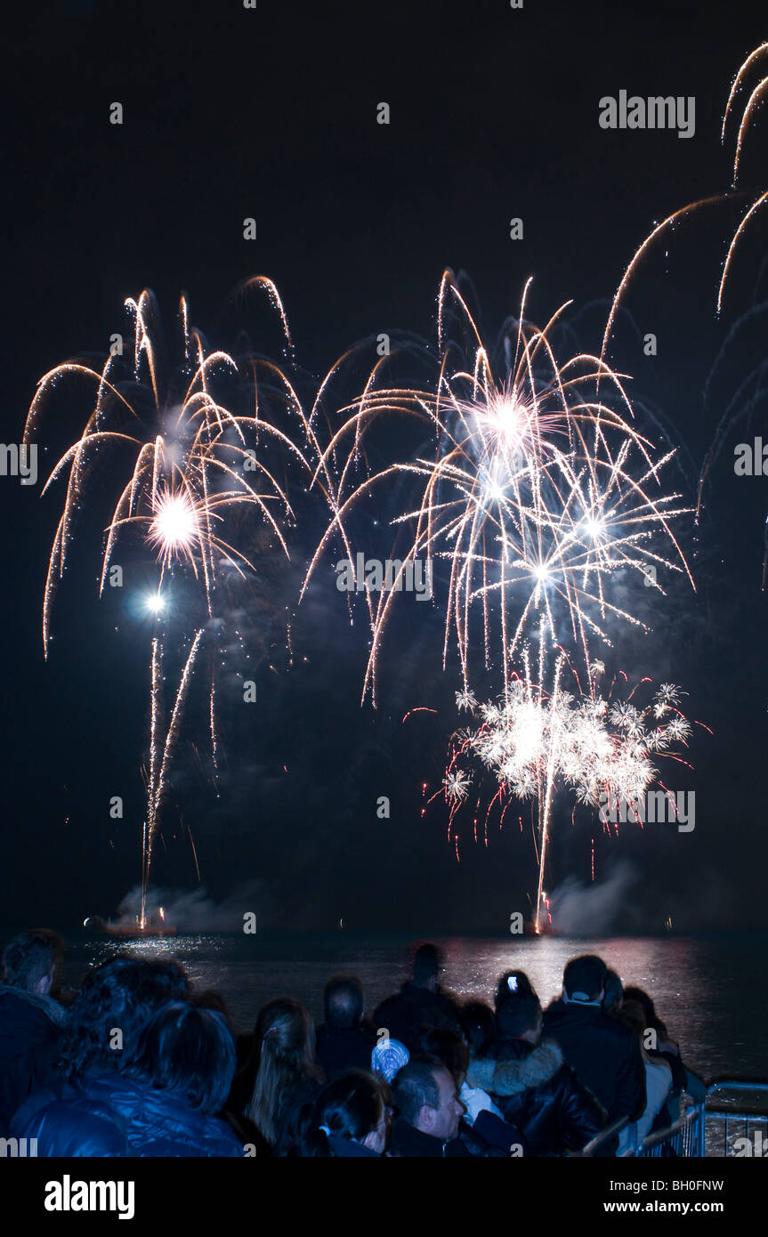 Nice, France, Public Events, Carnival Fireworks, Lighting up Sky at ...