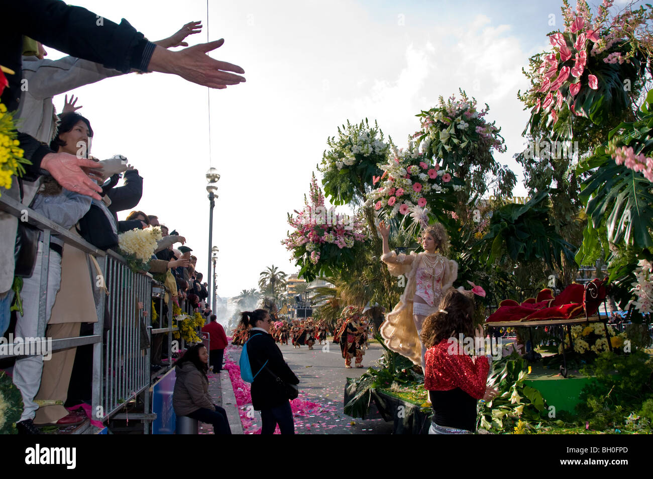 Nice, France, Public Events, Carnival Parade, Crowd Celebrating Stock ...