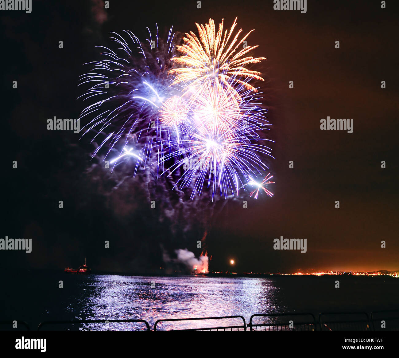 Nice, France, People Watching Carnival Fireworks Lighting up Sky, on ...