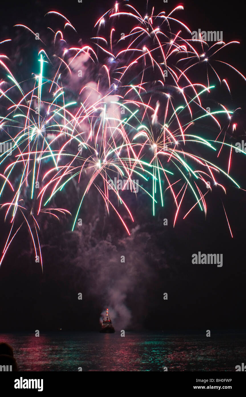 Nice, France, People Watching Carnival Fireworks on Mediterranean Sea ...